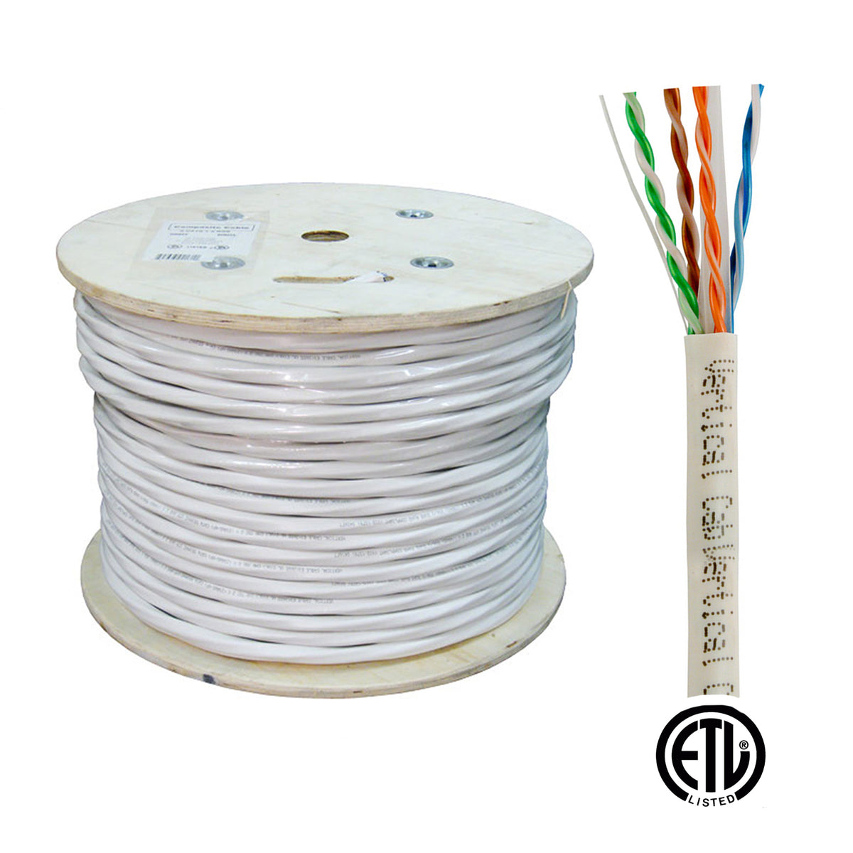 Vertical Cable (CAT6A) 23AWG, Solid Bare Copper, Wooden Spool, 1000ft ...