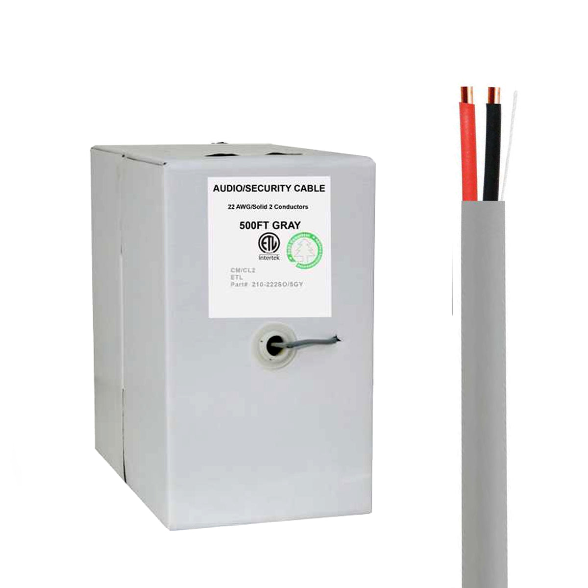 Vertical Cable (22/2 Alarm-Security Cable) 22AWG, 2 Conductor, Solid B ...