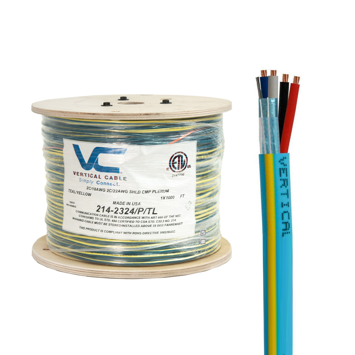 Vertical Cable (Access Control Plenum) 22/2(Shielded) Data + 18/2 Powe ...
