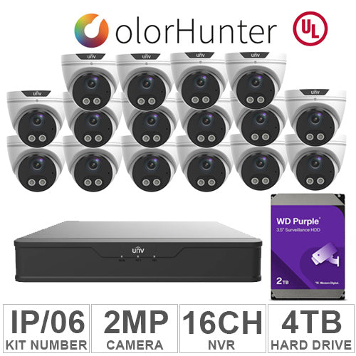 UNV KIT-IP/06 (16 IP Cameras 2MP + 1-WD/4-TB + 1-NVR/16-CH) — Blue Star ...