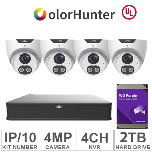 UNV KIT-IP/10 (4 Cameras IP 4MP + 1-WD/2-TB + 1-NVR/4-CH) – Blue Star ...