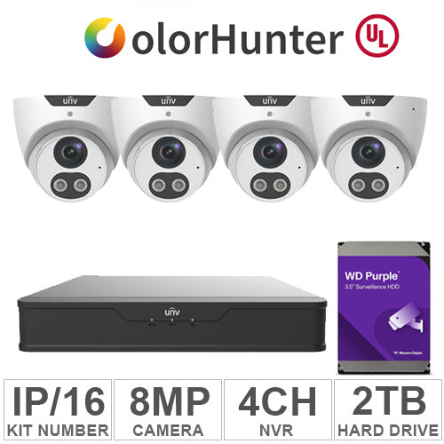 UNV KIT-IP/16 (4 Cameras IP 8MP + 1WD/2TB + 1-NVR/4CH) – Blue Star ...