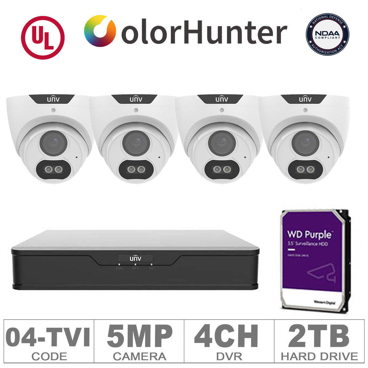 UNV KIT-TVI/04 (4 TVI Cameras 5MP + 1-WD/2-TB + 1-DVR/4-CH) – Blue Star ...