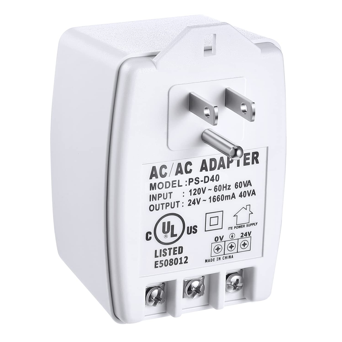 Acegear 24VAC, 40 VA AC Transformer Plug in with PTC Fuse Compatible w ...