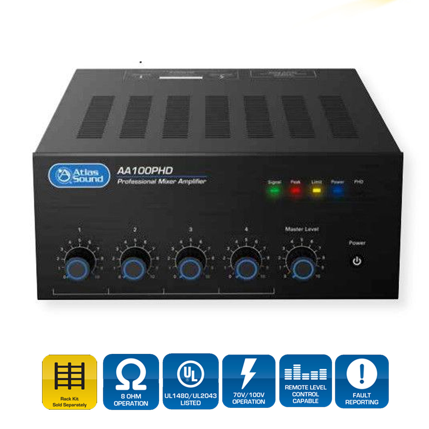 AtlasIED AA100PHD / 4-Input, Mixer Amplifier with Automatic System Tes ...